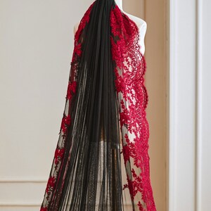Long Veil, Black and Red Veil, All Black Veil, Red Veil, Unconventional ...