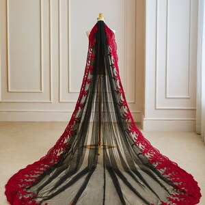 Long Veil, Black and Red Veil, All Black Veil, Red Veil, Unconventional ...