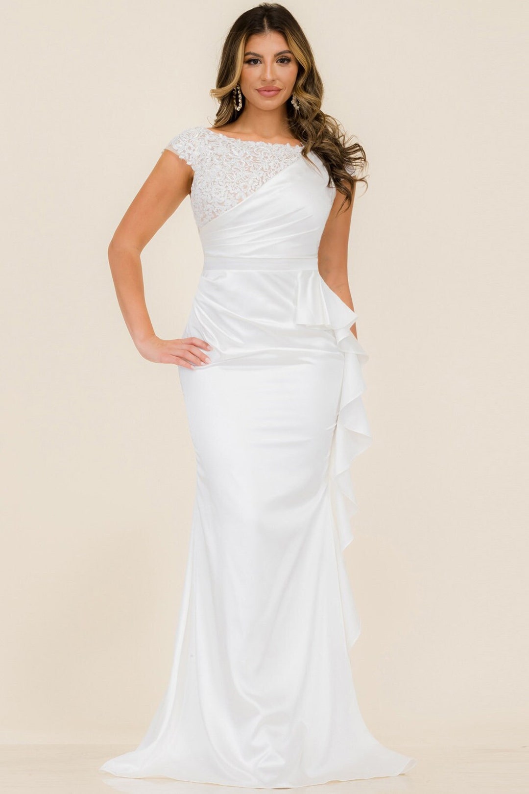 Simple Modest Wedding Dress, Simple Wedding Dress. Bridal Shower Dress ...
