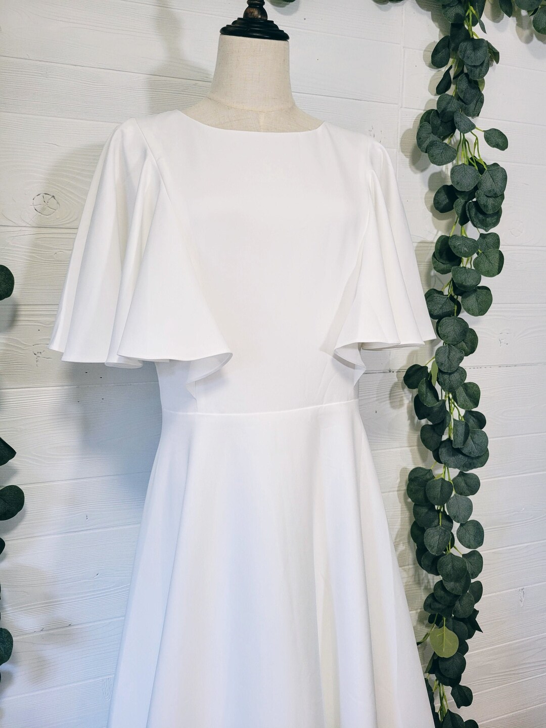 Simple Satin Dress Modest LDS Gown Flutter Sleeves Dress - Etsy