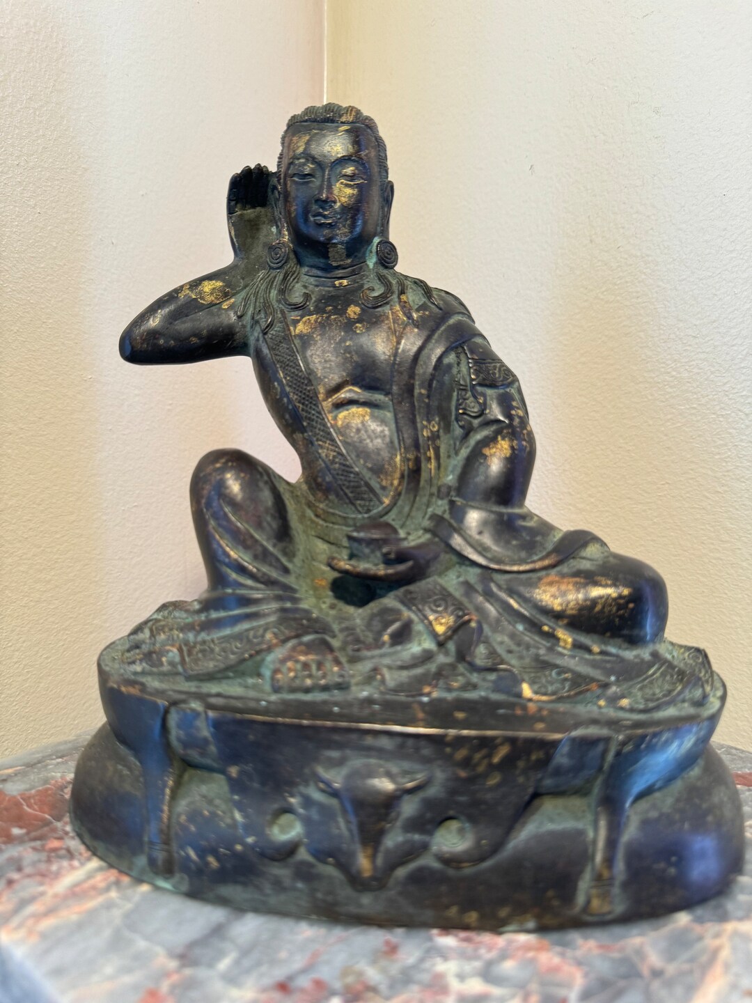 Statue of Buddhist Guru Milarepa With a Cheerful Face and Graceful ...