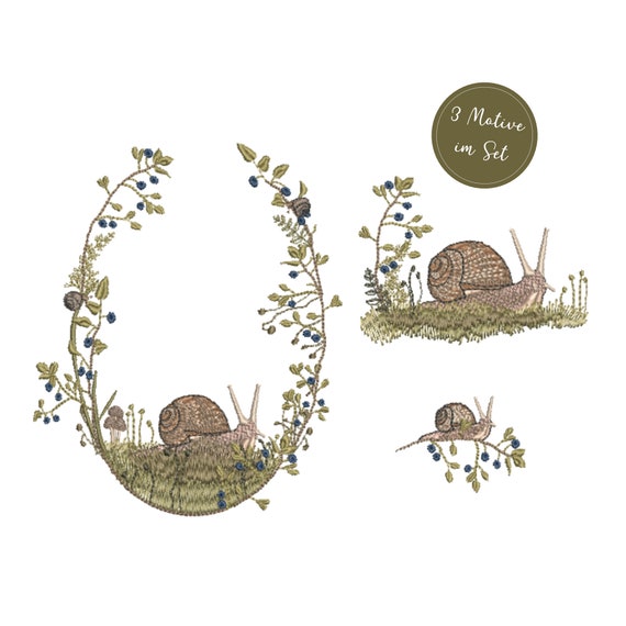 Embroidery file set snail in blueberry wreath Blueprints & How To Home ...