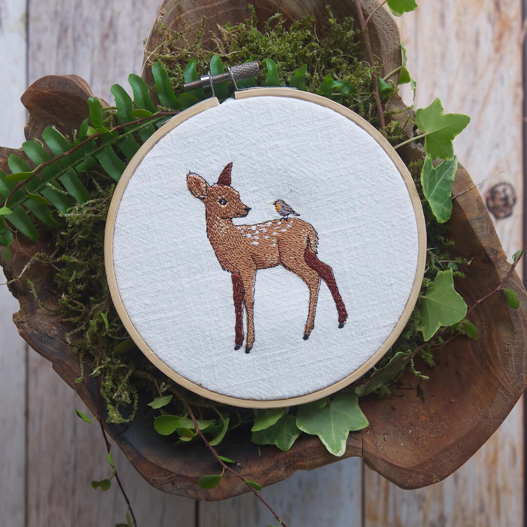 Embroidery File Deer With Robin - Romantic Animal Motif for Christmas ...