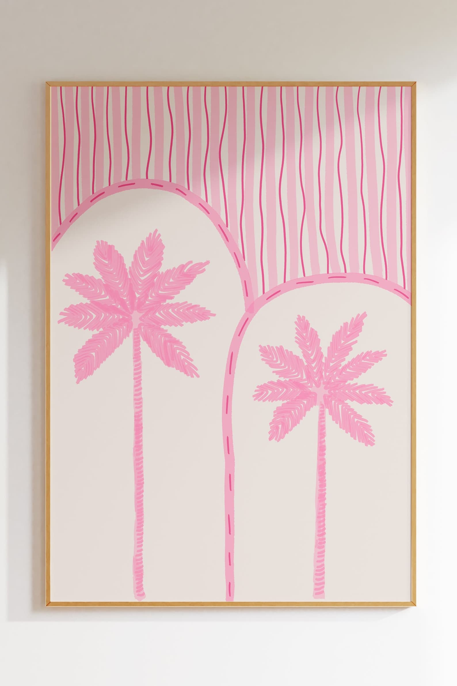 Palm Tree Poster Palm Tree Art Pink Prints Pink Palm Tree Botanical Art ...