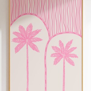 Palm Tree Poster Palm Tree Art Pink Prints Pink Palm Tree Botanical Art ...