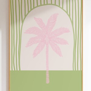 Palm Tree Poster Palm Tree Art Pink Prints Pink Palm Tree Botanical Art ...