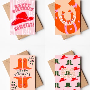 A6 Card Cowgirl Cowboy Boots Horseshoe Good Luck Western Inspired ...