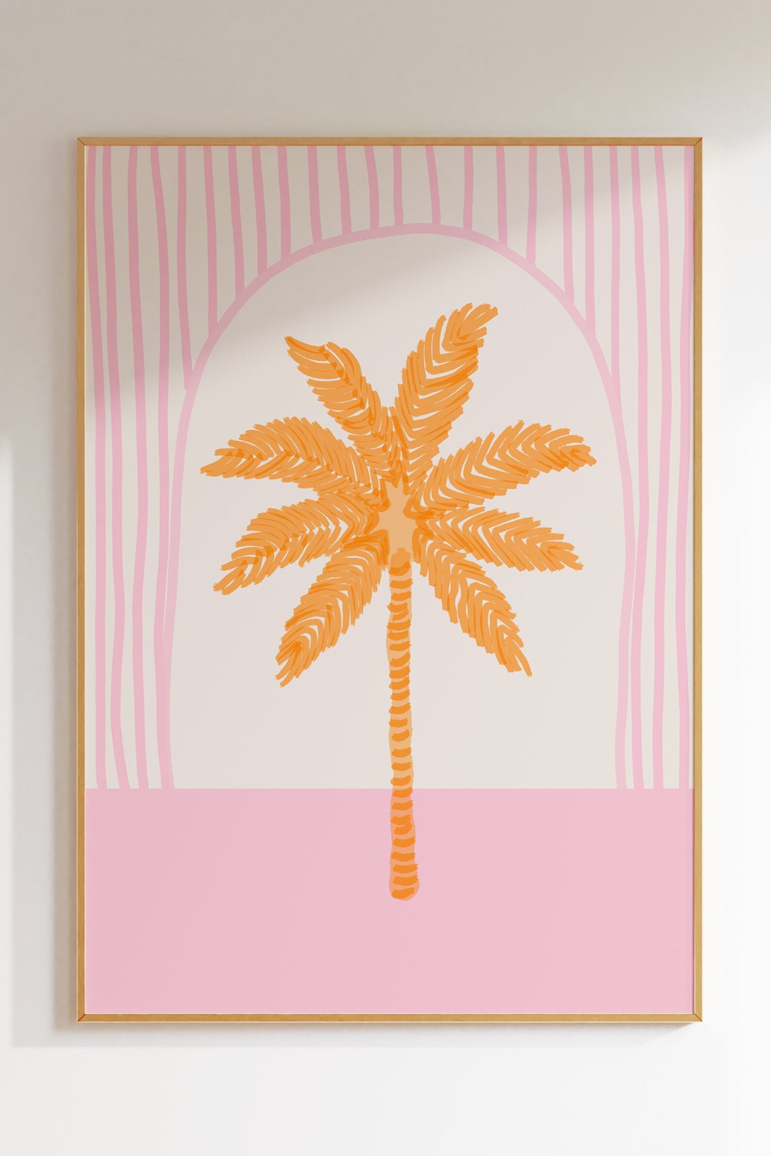 Palm Tree Poster Palm Tree Art Pink Prints Pink Palm Tree Botanical Art ...