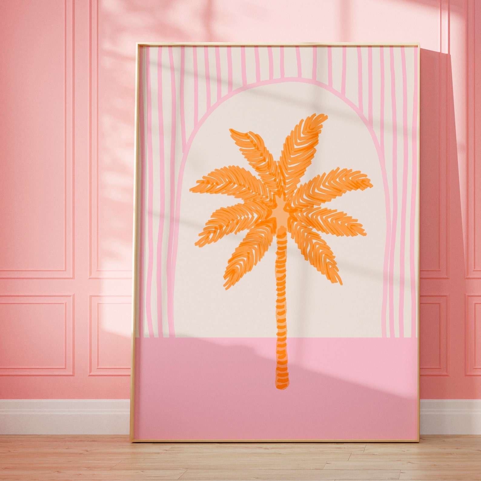 Palm Tree Poster Palm Tree Art Pink Prints Pink Palm Tree Botanical Art ...