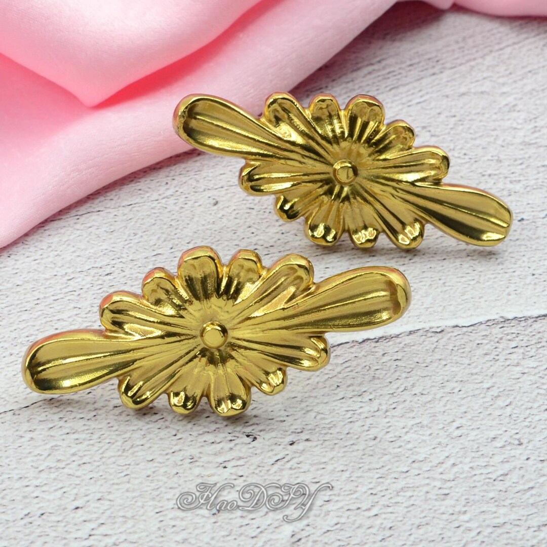 Solid Brass Flower Cabinet Handles Knobs, Flower Dresser Knob, Flower ...