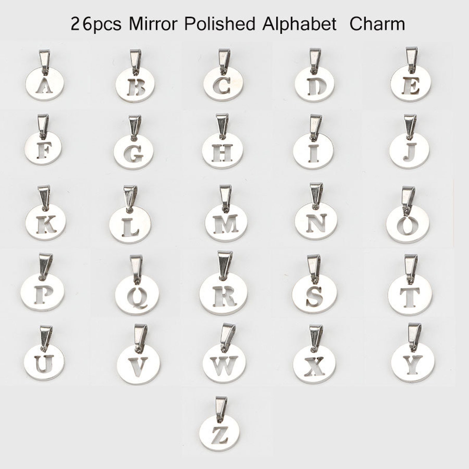 A Sets of A-Z26 Alphabet Charm Pendantsdiy Stainless Steel - Etsy