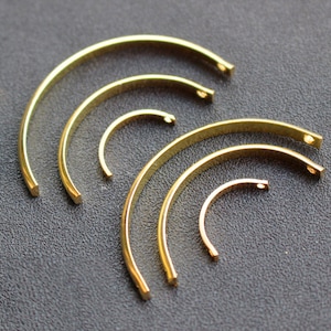 20pcs Single Hole/two Hole Raw Brass Curved Bar Charm - Etsy