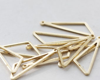 Raw Brass Triangle Shaped Necklace Charms Geometric Necklace - Etsy