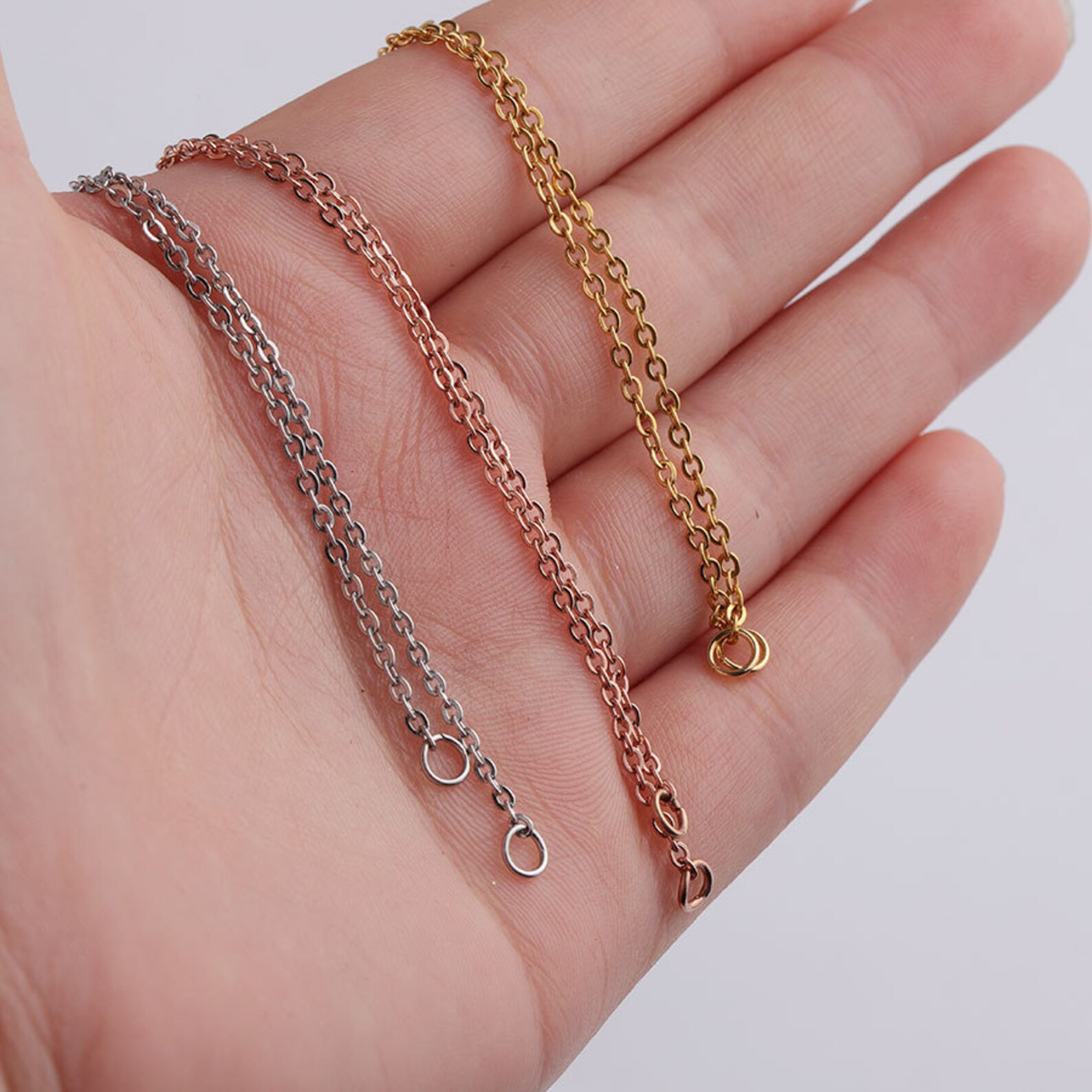 10pcs 1.5mm Stainless Steel Cable Thin Chains With Lobster | Etsy