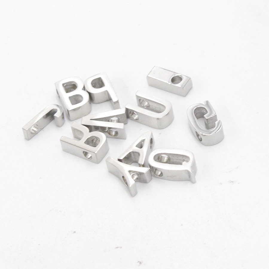 10pcs 3x8mm A-Z26 Alphabet Beads Charm Pendants Stainless - Etsy