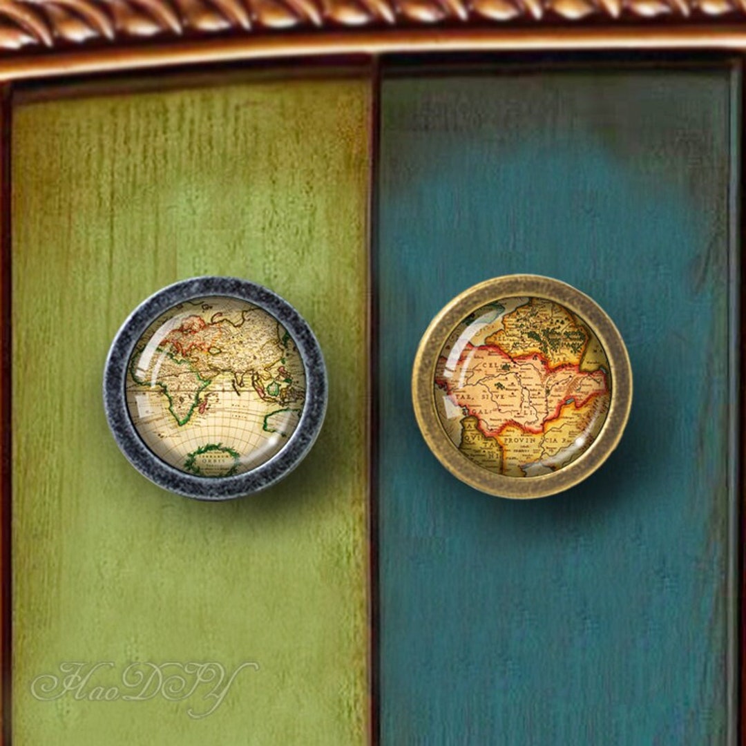 Retro Map Knobs Cabinet Dresser Knobs Handles Pulls Kitchen Cabinet ...