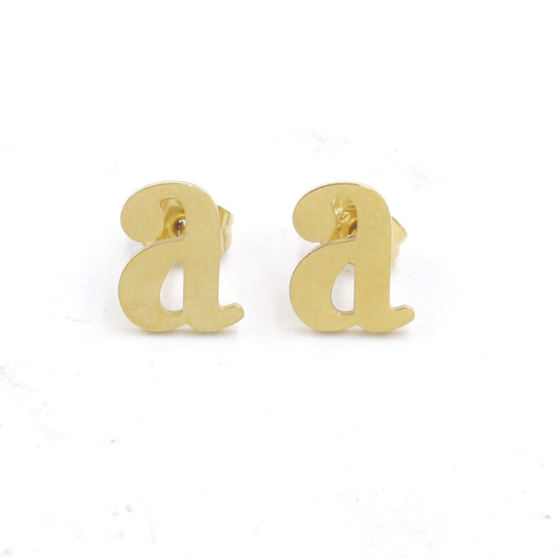 3 Pair of Mirrored Gold A-Z 26 English Alphabet Stud Earrings | Etsy