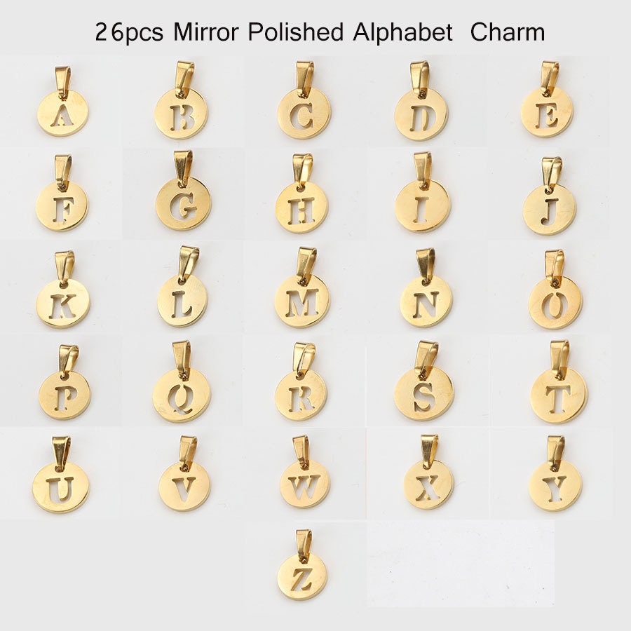 A Sets of A-Z26 Alphabet Charm Pendantsdiy Stainless Steel - Etsy