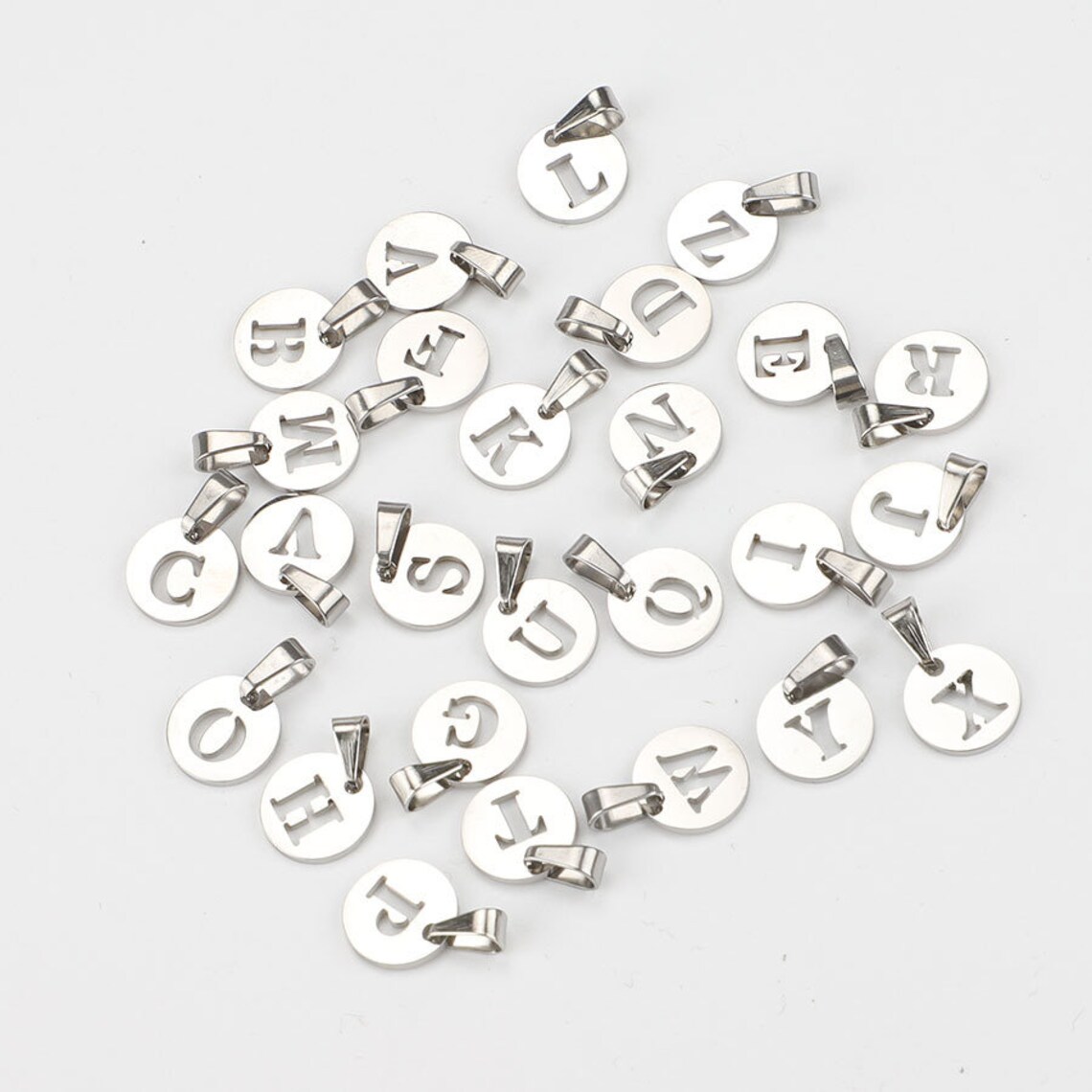 A Sets of A-Z26 Alphabet Charm Pendantsdiy Stainless Steel - Etsy