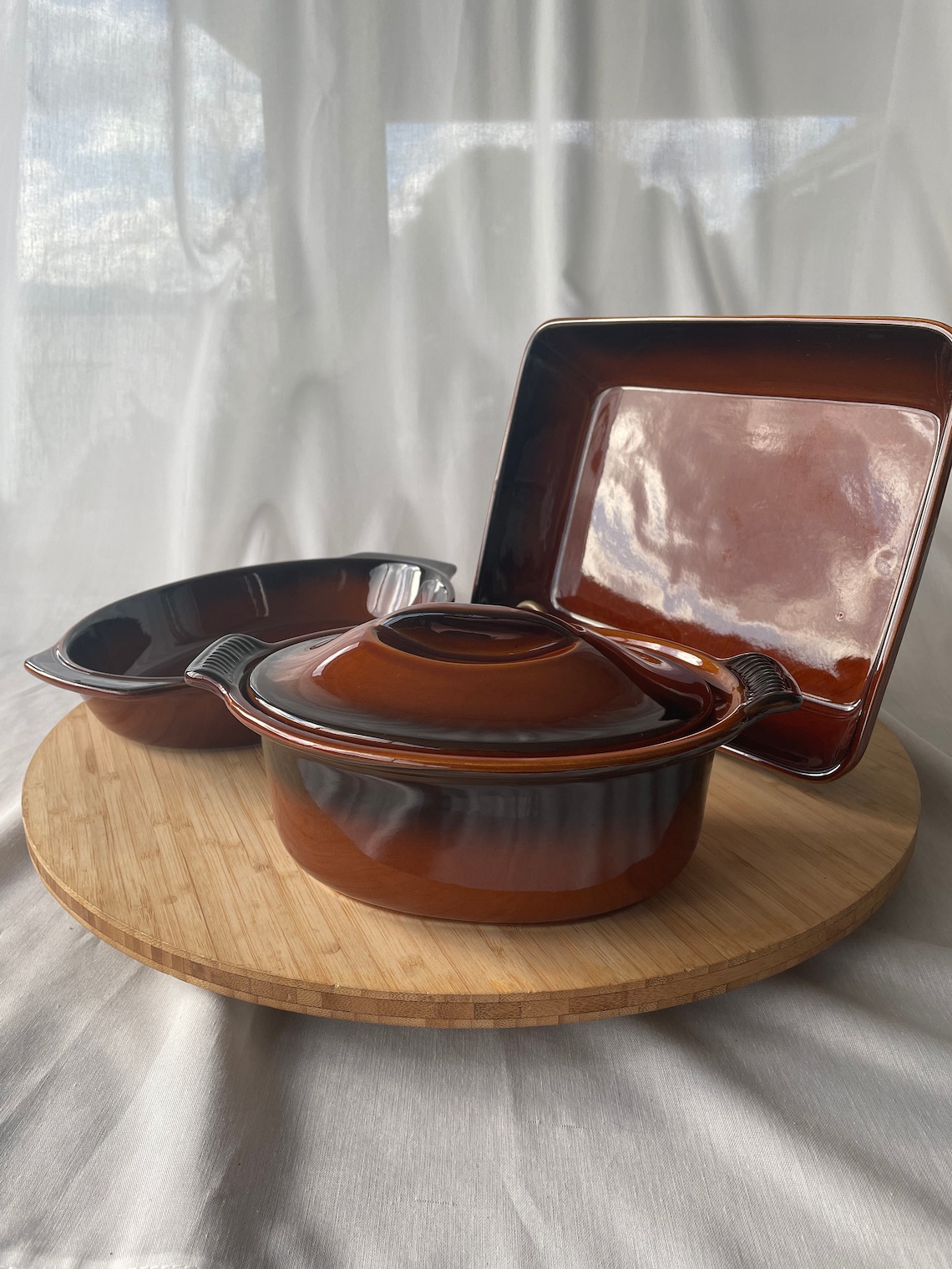 Brown Glazed Ovenware Casserole Dish, Gratin Dish and Square Baking ...