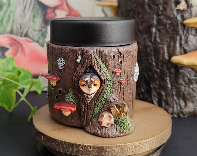 Fungi Forest Stash Jar With Citrine & Pearl Skull - Etsy
