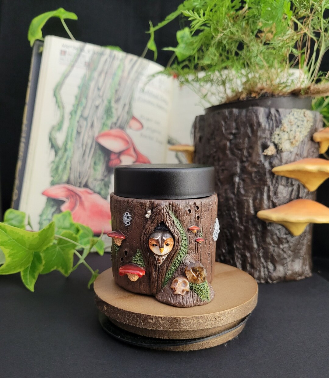 Fungi Forest Stash Jar With Citrine & Pearl Skull - Etsy