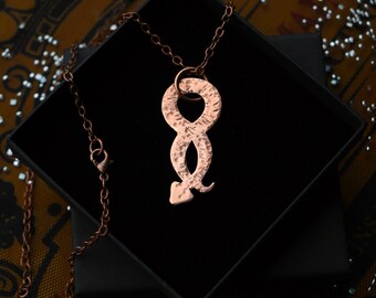 Snake Pendant Mixed Metal Serpent Necklace Copper and - Etsy