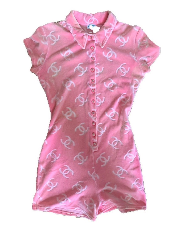 Vintage Chanel S/S 1996 Pink Velour Romper | Etsy