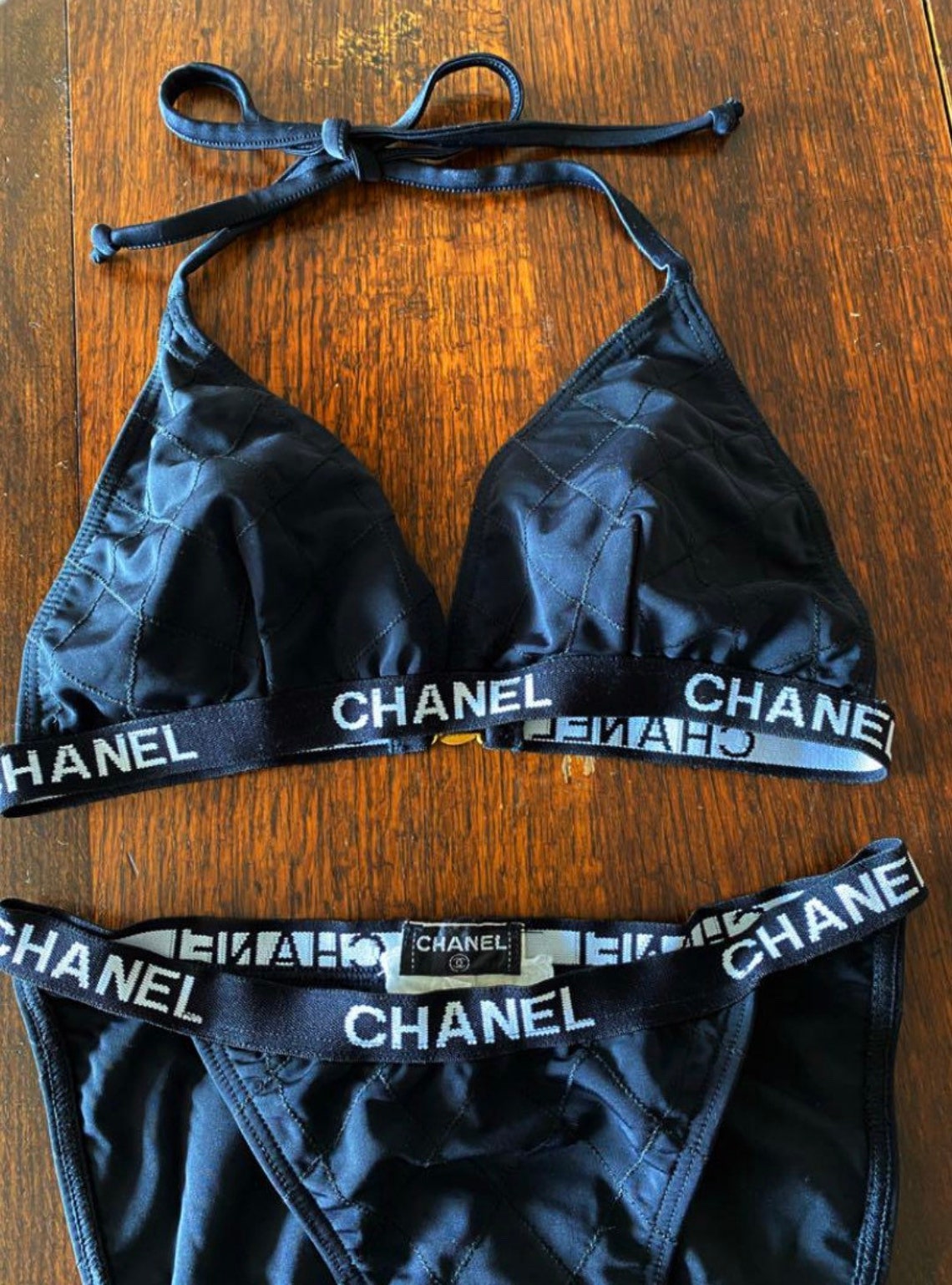 Vintage Logos Black Bikini Set - Etsy