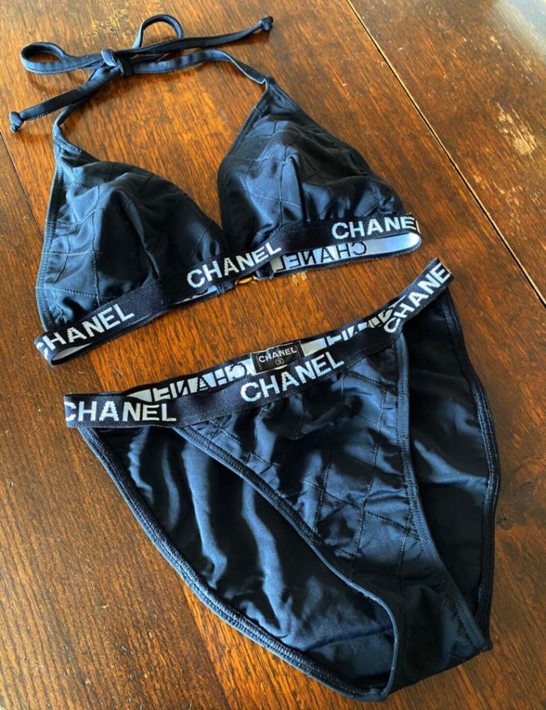 Vintage Logos Black Bikini Set - Etsy