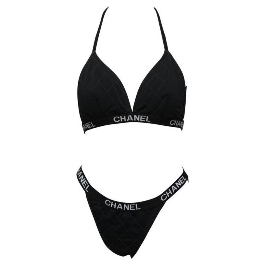 Vintage Logos Black Bikini Set - Etsy