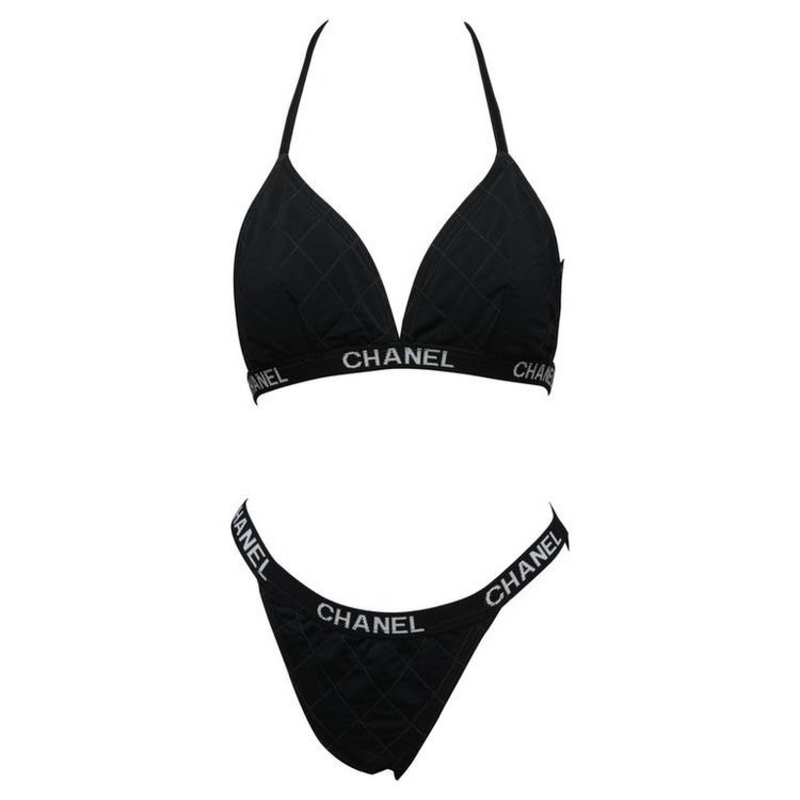 Vintage Logos Black Bikini Set - Etsy