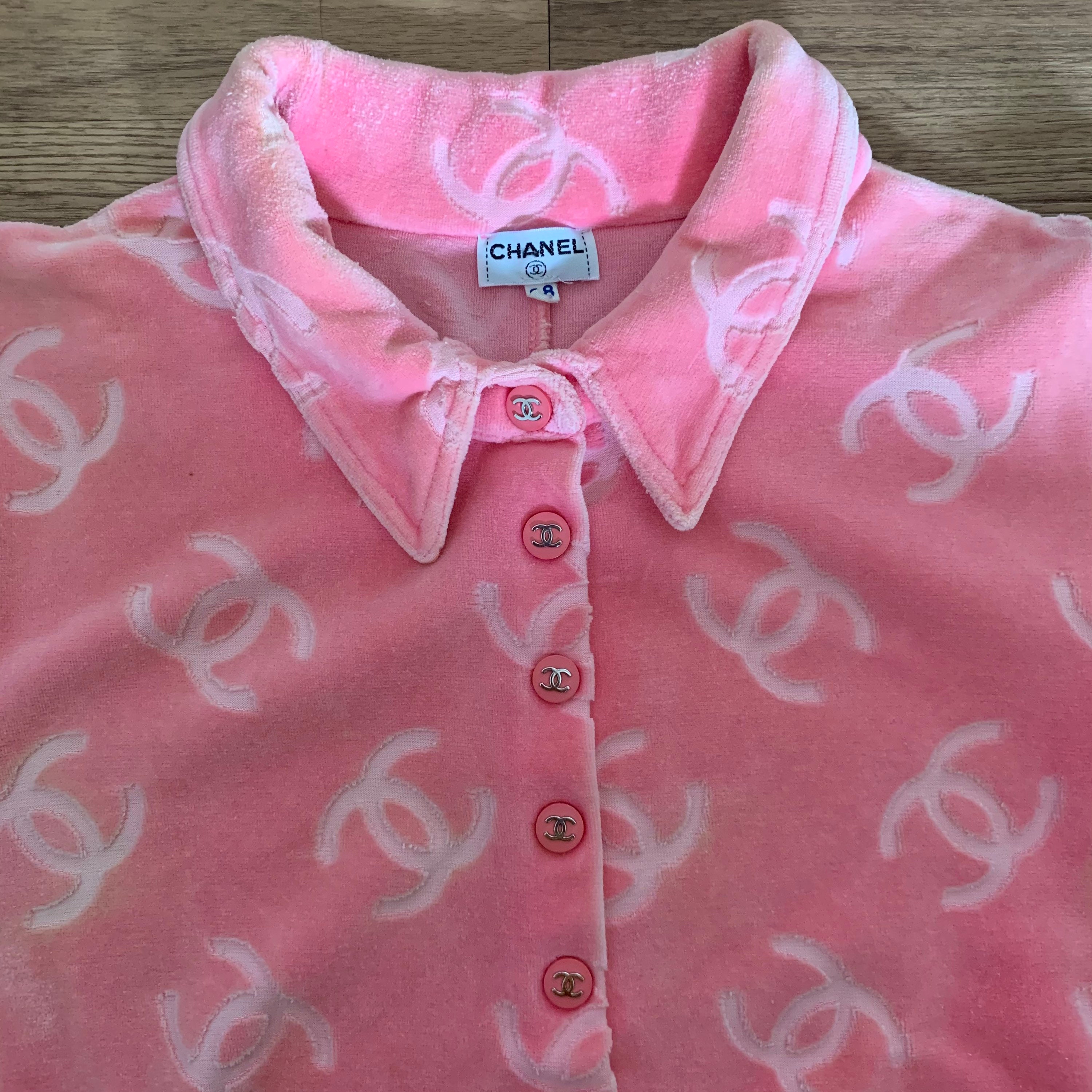 Vintage Chanel S/S 1996 Pink Velour Romper | Etsy