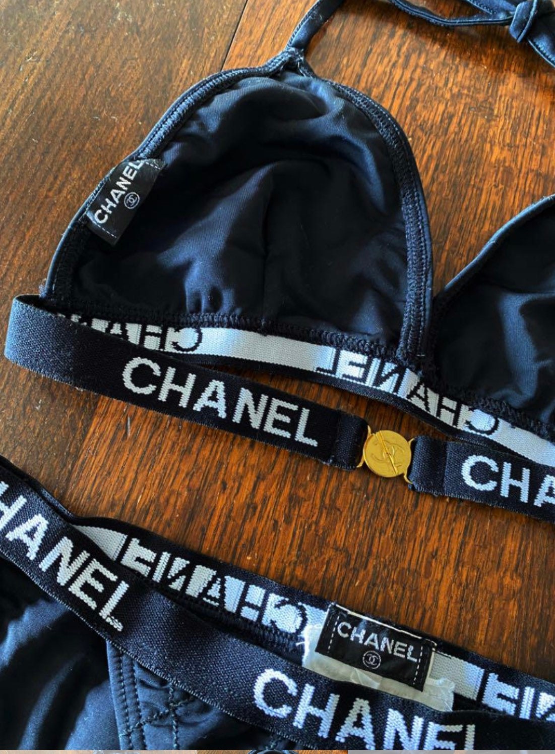 Vintage Logos Black Bikini Set - Etsy