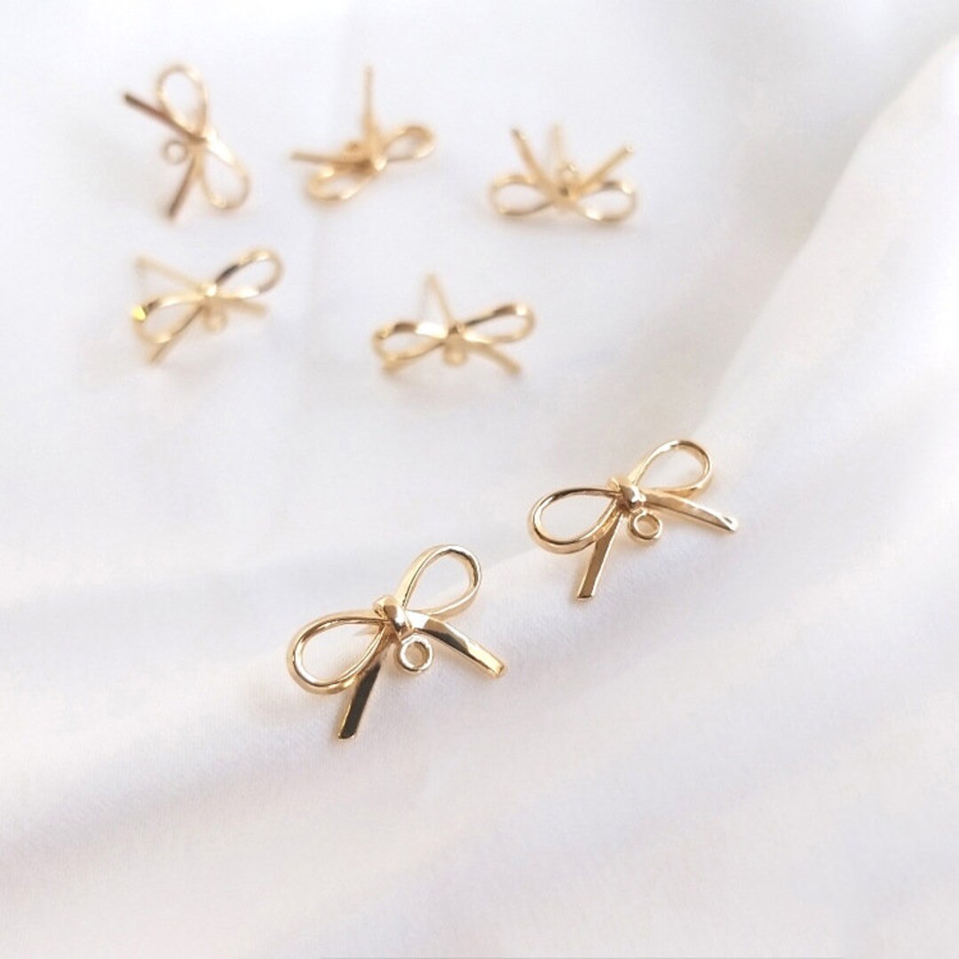10pcs Gold Plated Brass Post Earring,bowknot Ear Studs , Brass Earring ...