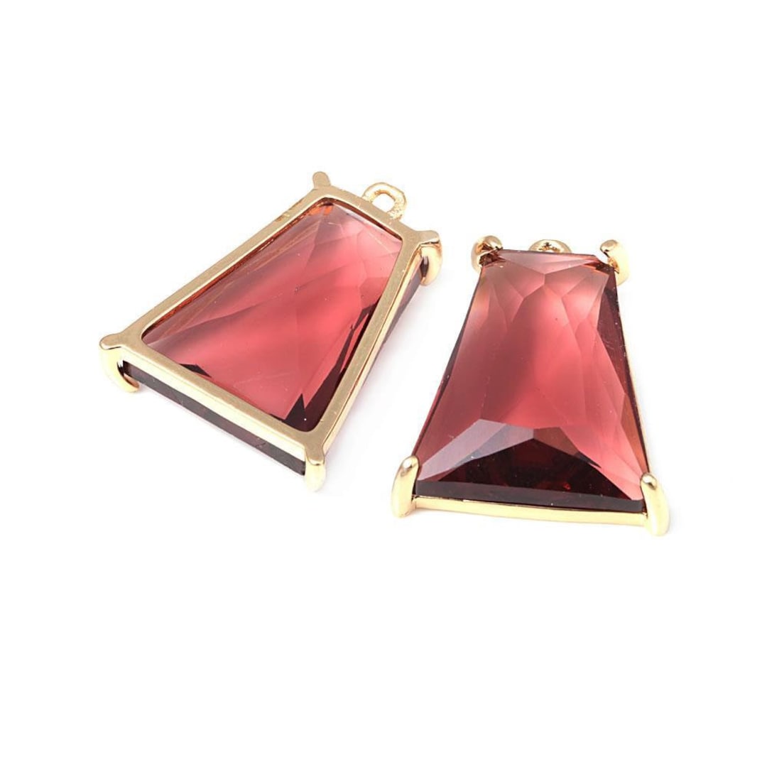 4pcs 23x19mm Trapezoid Crystal Glass Charm Pendant,faceted Frame Glass ...