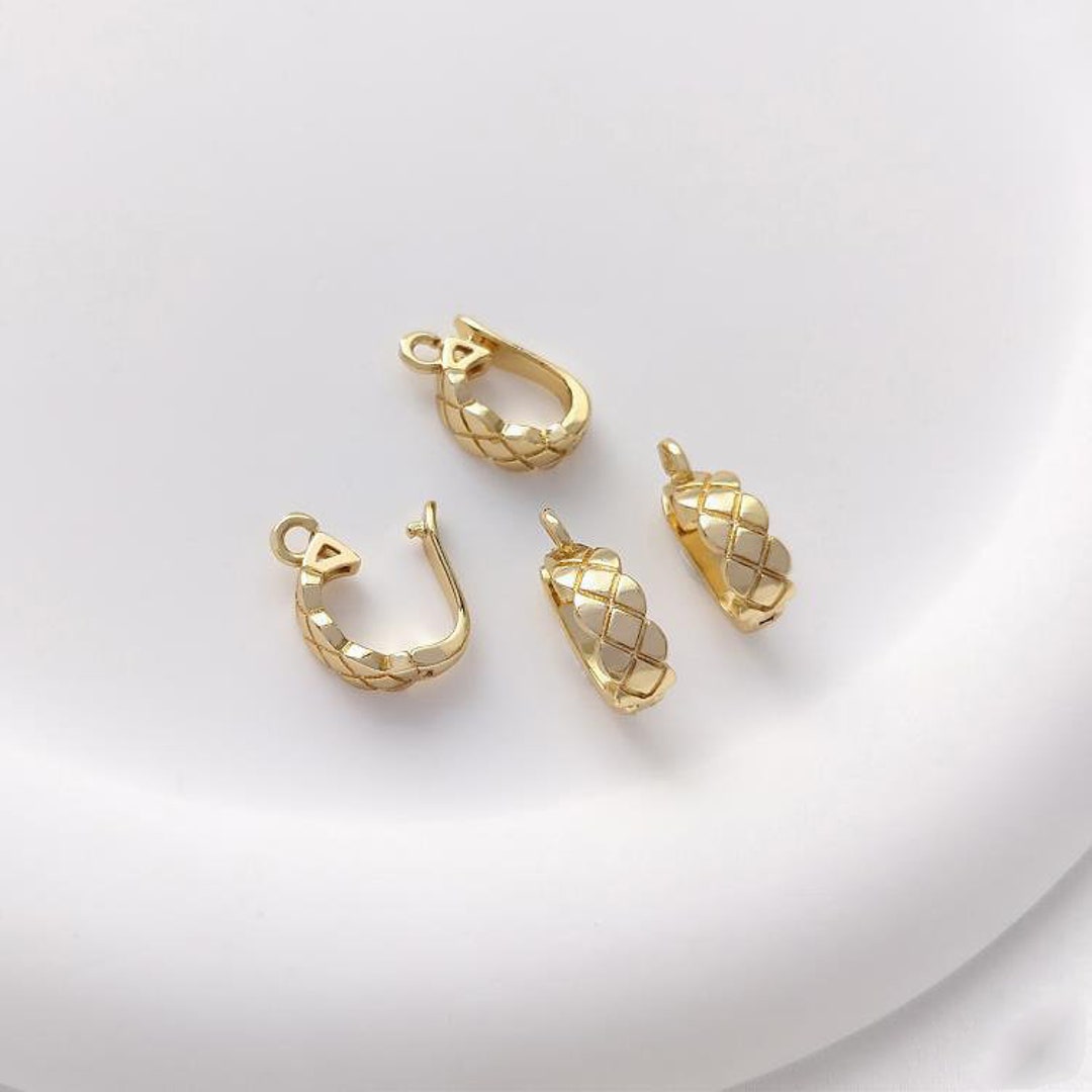 14k Gold Plated Brass Geometry Universal Clasp, Universal Clips ...