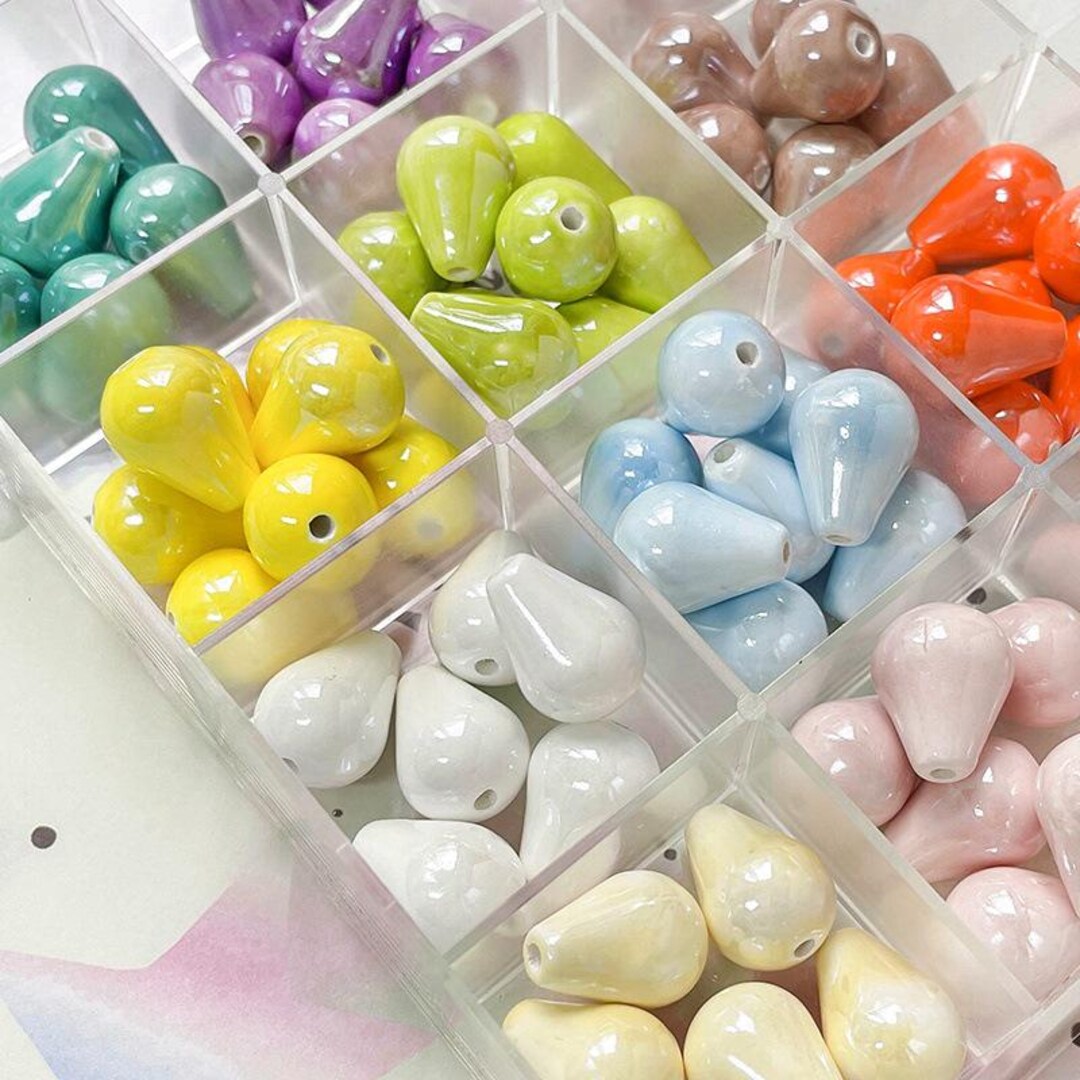 10pcs Teardrop Ceramic Beads, Ceramic Porcelain Loose Bead for Jewelry ...
