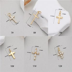 6pcs CZ Pave Cross Charm, Minimalist Cross Pendant, Gold Plated Cross ...