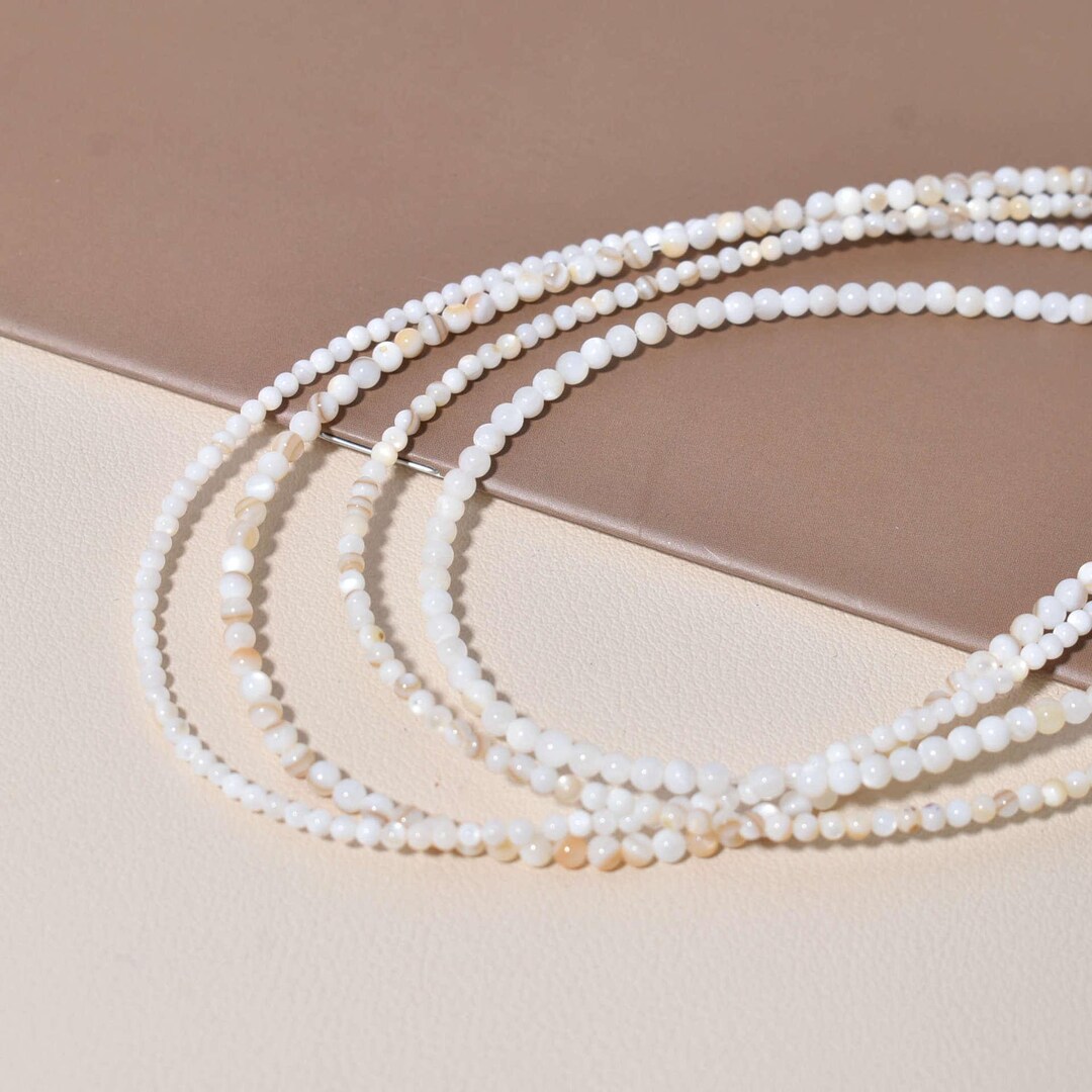 1strand Natural White Shell Beads, 2.5mm Round Beads, Mother of Pearl ...
