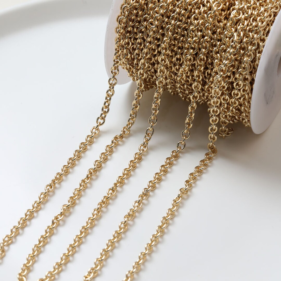 1 Meter Large O Shape Chain, 14K Real Gold Plated Brass Cable Chain ...