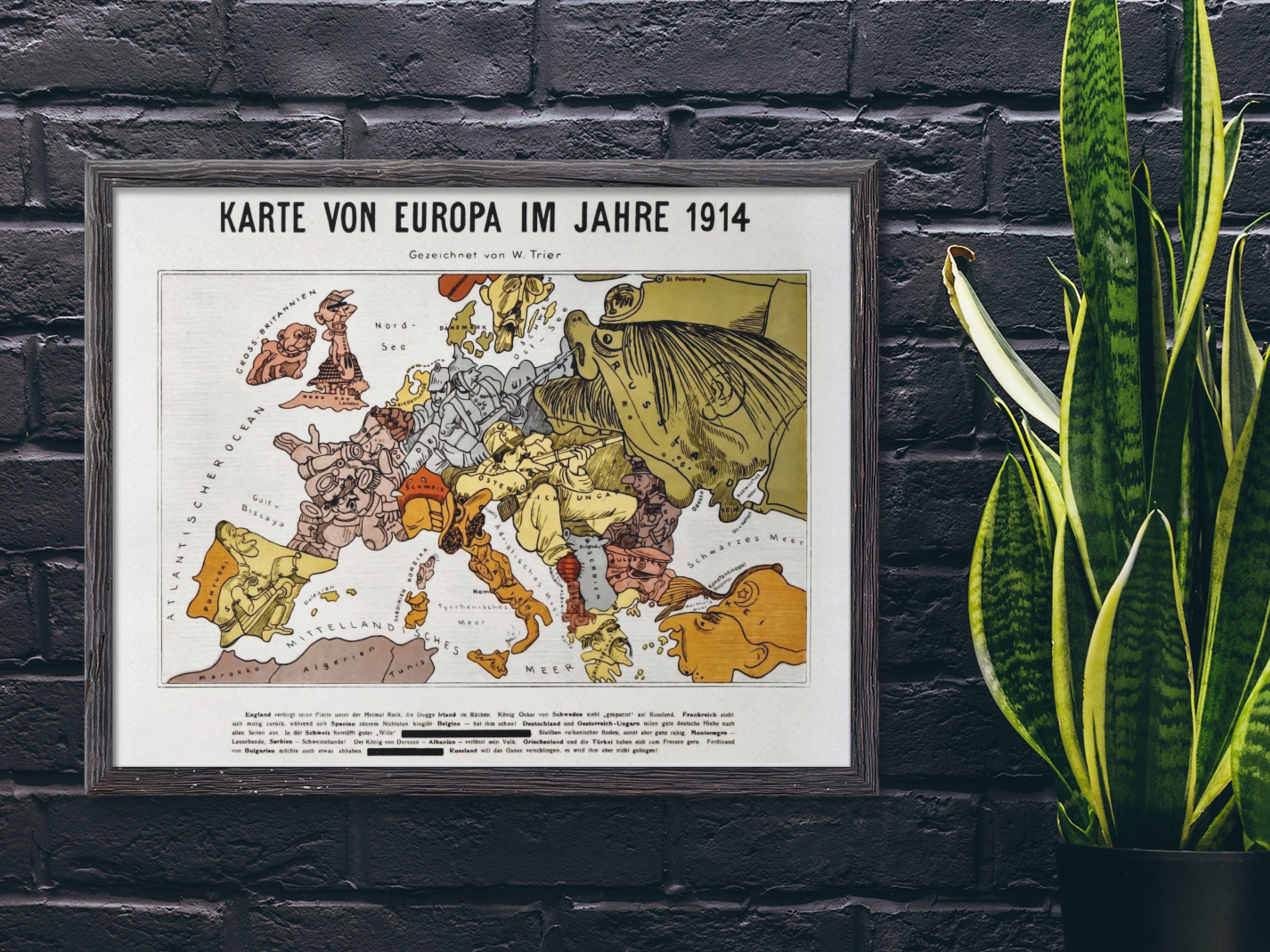 WW1 German Propaganda Caricature Map Digital Download Printable Poster ...
