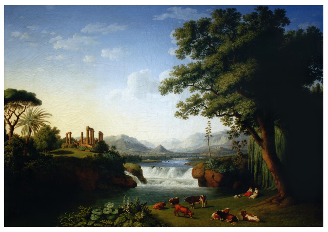 Waterfall Landscape Painting Printable Wall Art ideal Landscape With ...