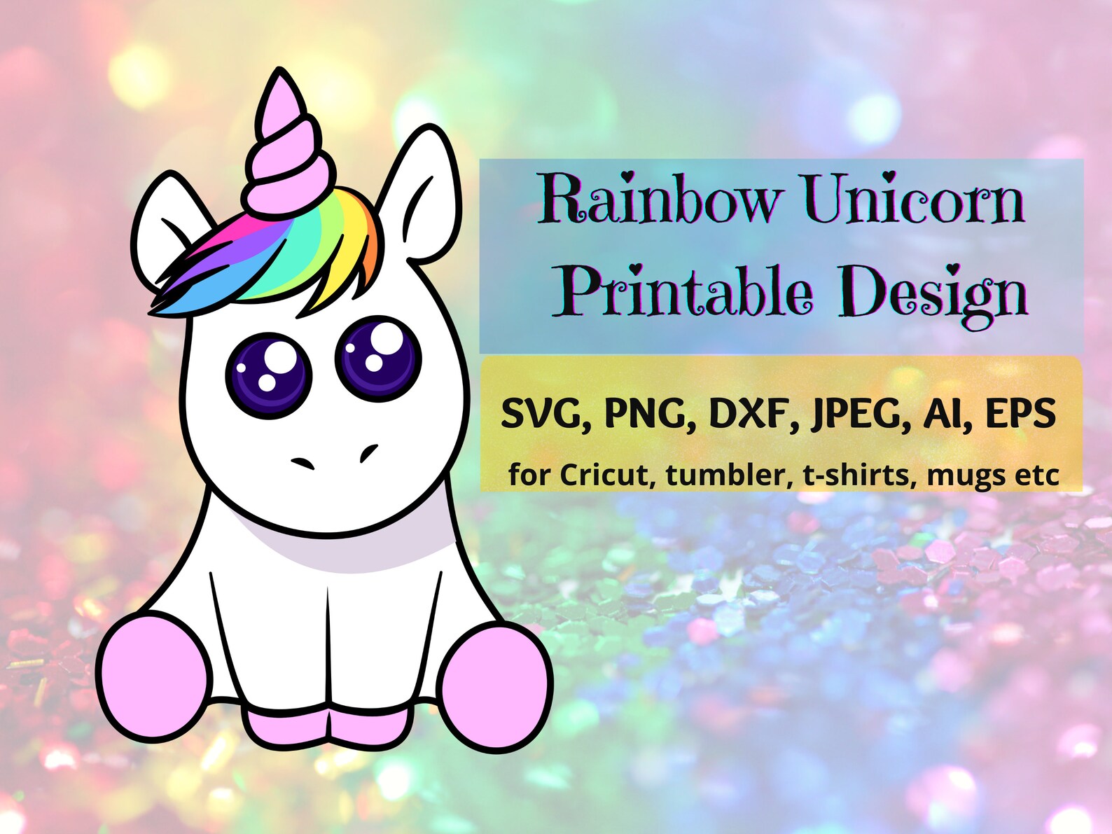 Rainbow Unicorn SVG, PNG for Cricut, Tubmler, Mugs, T-shirts Etc. Cute ...