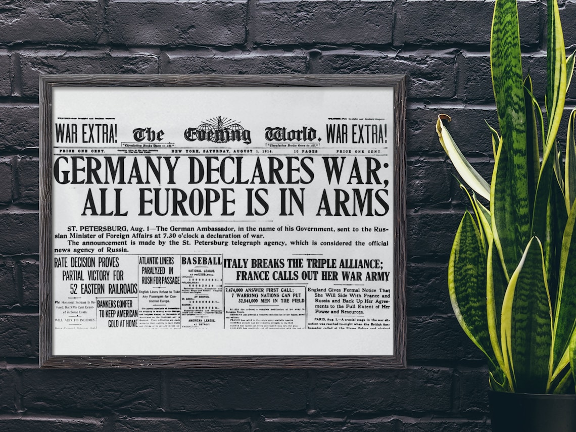 WW1 Newspaper Printable Poster Instant Download Digital - Etsy Canada