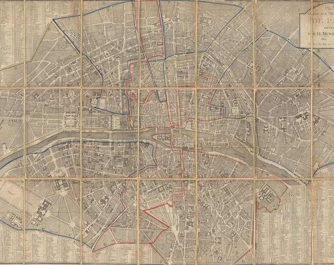 1890 Antique City Map of PARIS, FRANCE. 134 Years Old Town Map. - Etsy