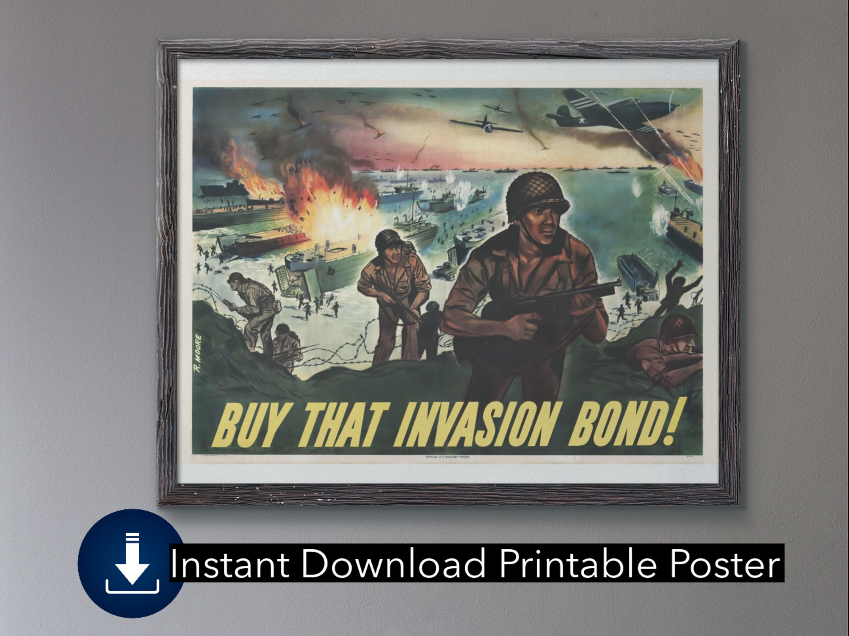 Normandy Landings D-day Propaganda Poster Printable Wall Art WW2 ...