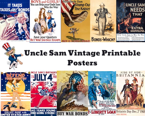 Uncle Sam Printables Wall Art Set of 10 Pcs Uncle Sam - Etsy