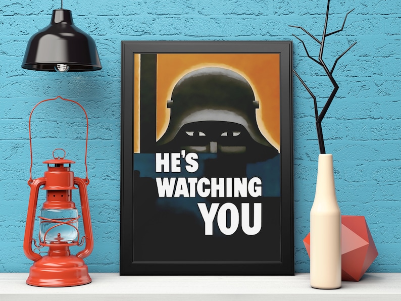 WW2 American Propaganda Digital Poster he's Watching You Instant ...