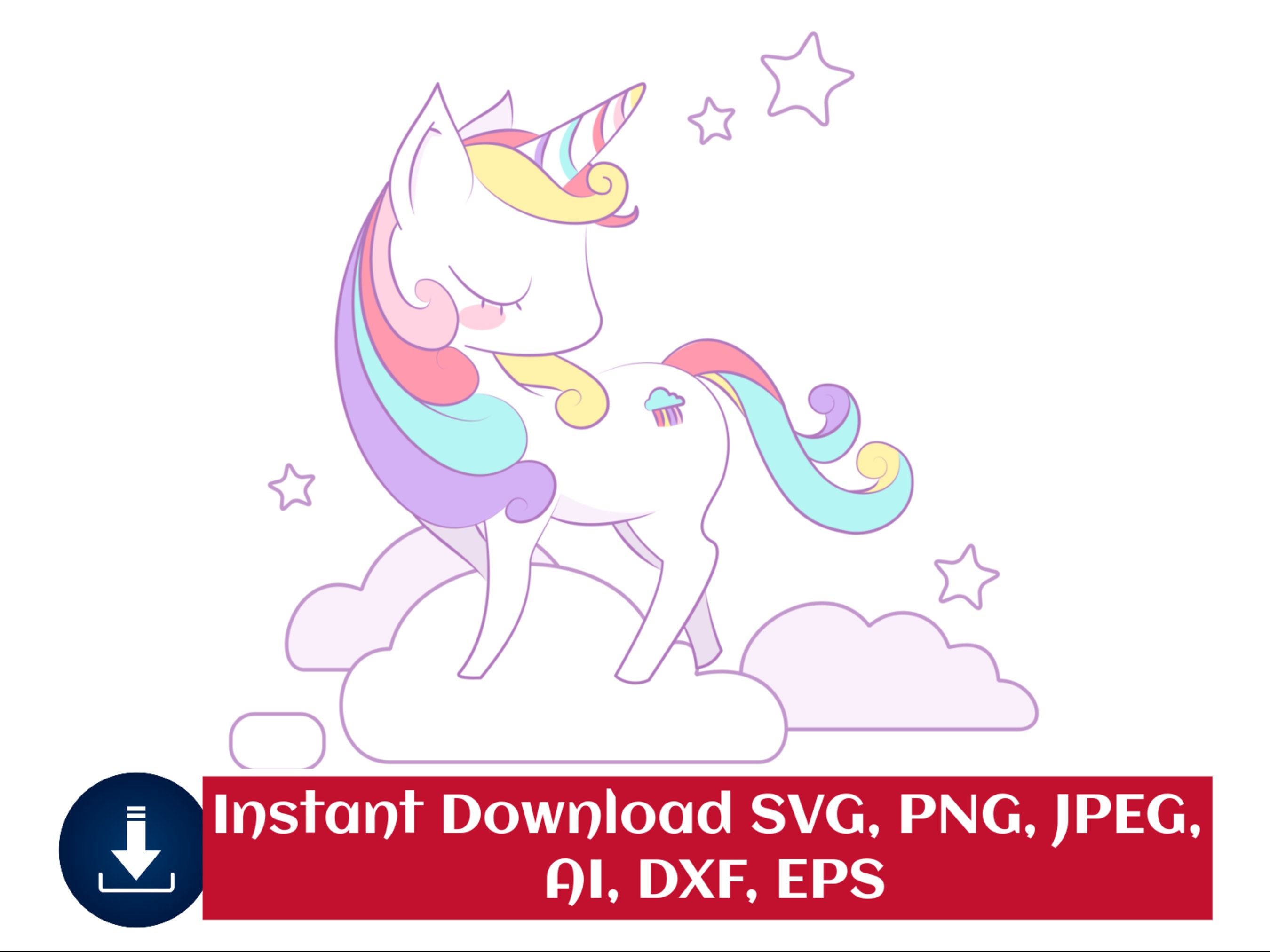Pastel Rainbow Unicorn SVG, PNG Printable Design Unicorn Digital ...